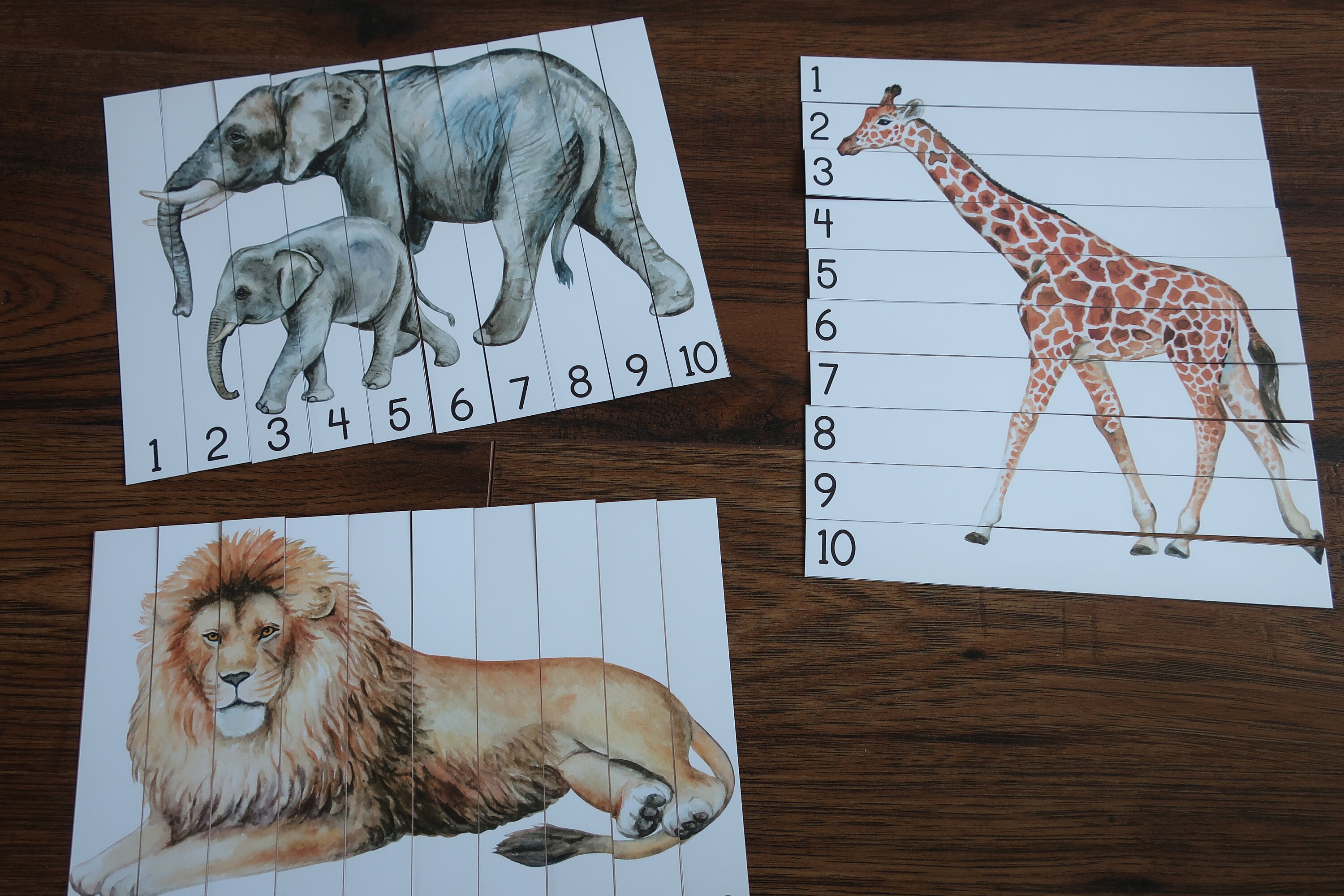 Africa Animal Number Sequence 1-10 puzzles. Preschool - Etsy 日本