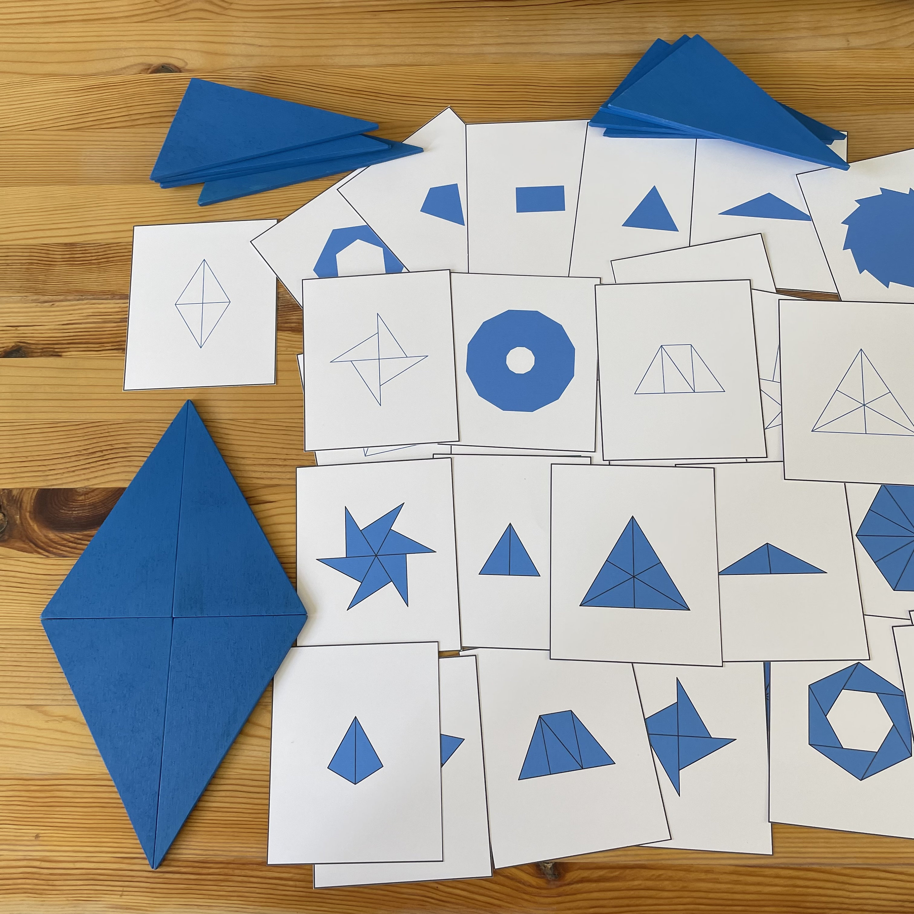 Montessori Blue Constructive Triangles Pattern Cards. Geometry ...