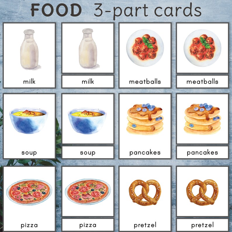 Montessori Printable Food 3 Part Cards. Preschool and - Etsy