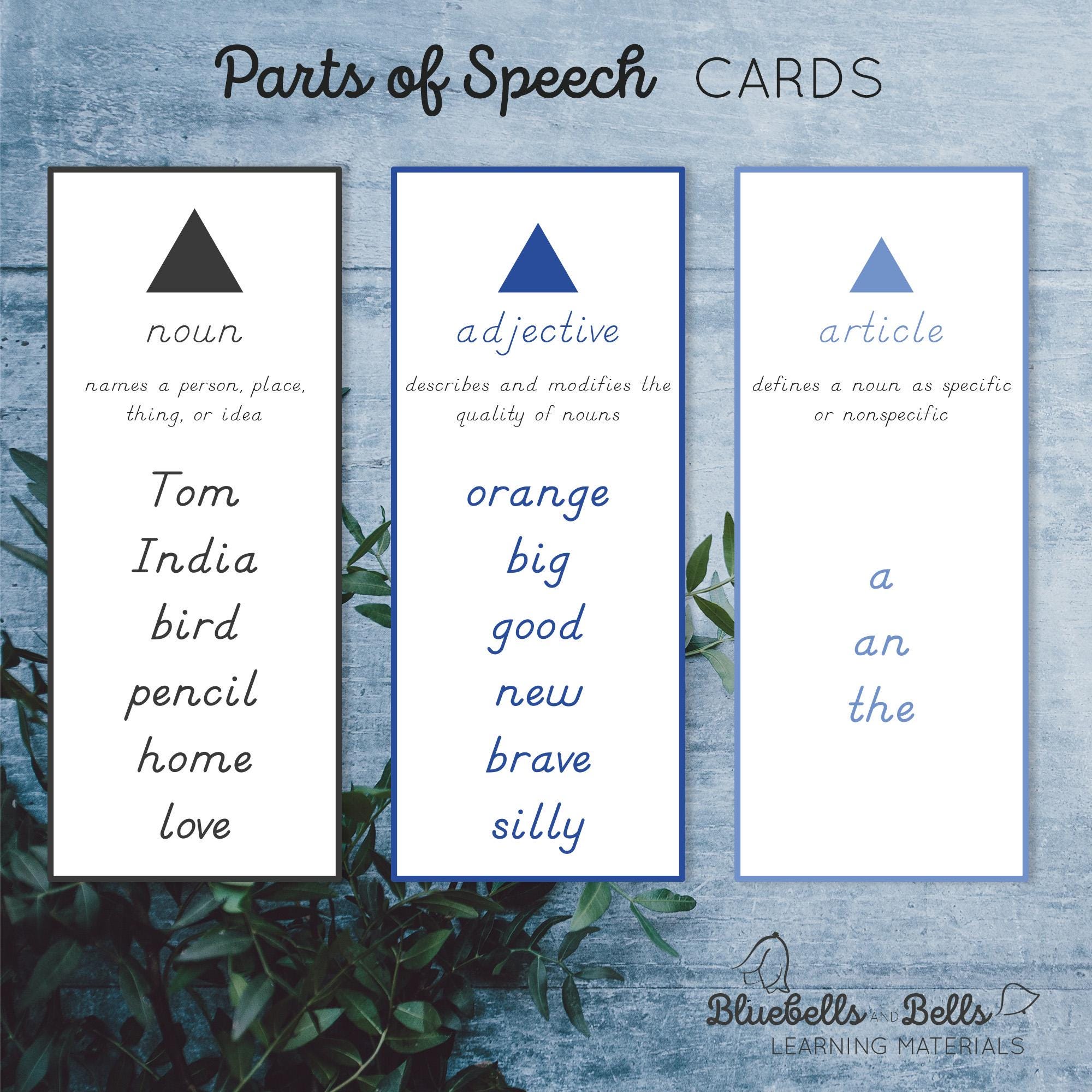 Montessori Parts of Speech Chart and Cards. Grammar Symbols Printable ...
