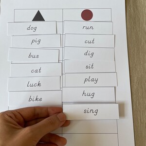 Montessori Parts of Speech Noun and Verb Sorting Activity. - Etsy Canada