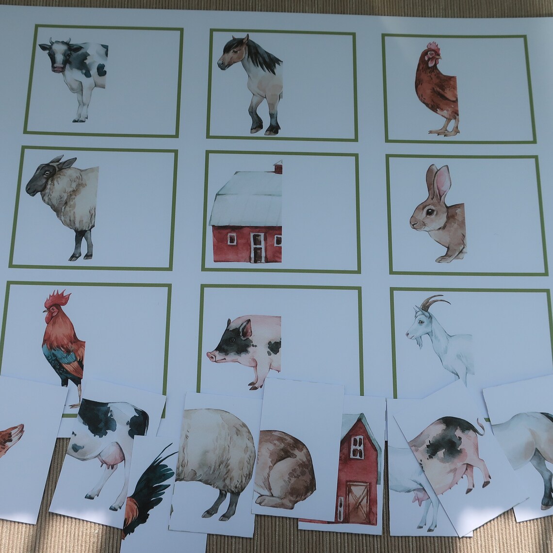 Farm Puzzle Printable. Animal Halves Matching Activity for - Etsy