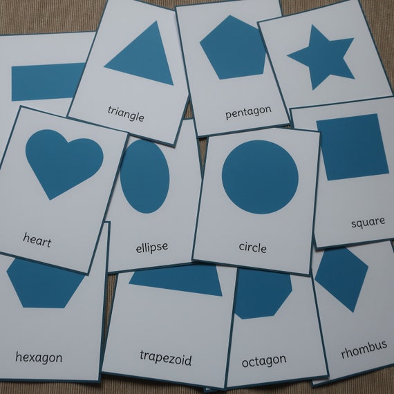 Toys & Games Montessori printable shapes flash cards Preschool matching ...