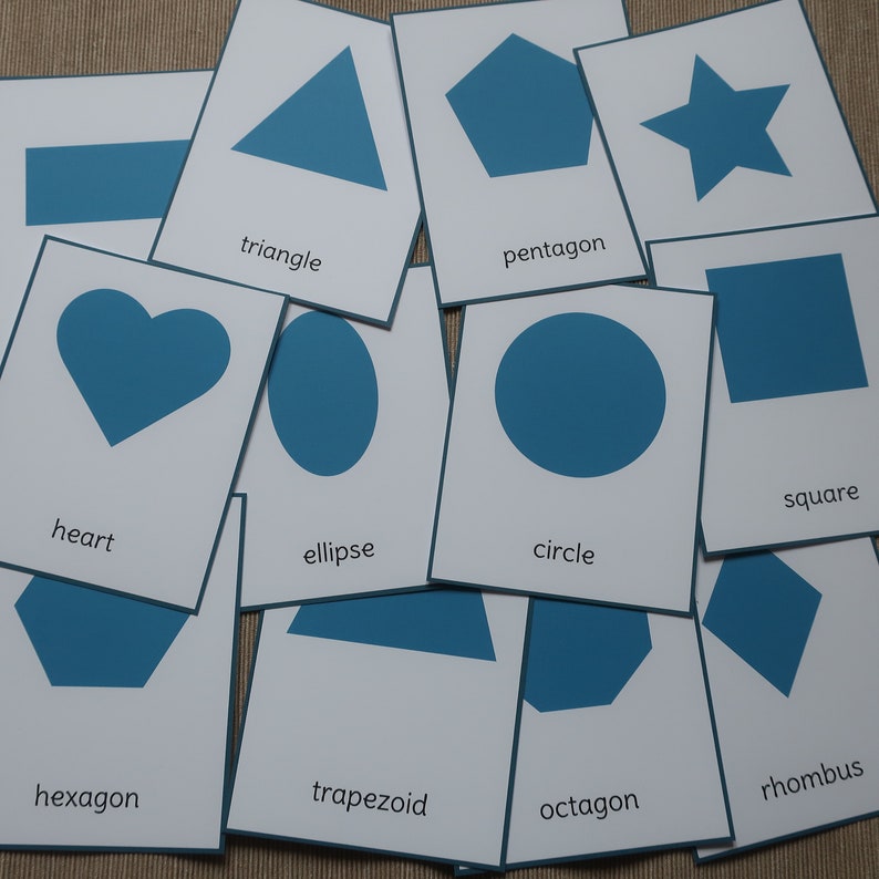 Montessori Printable Shapes Flash Cards. Preschool Matching - Etsy