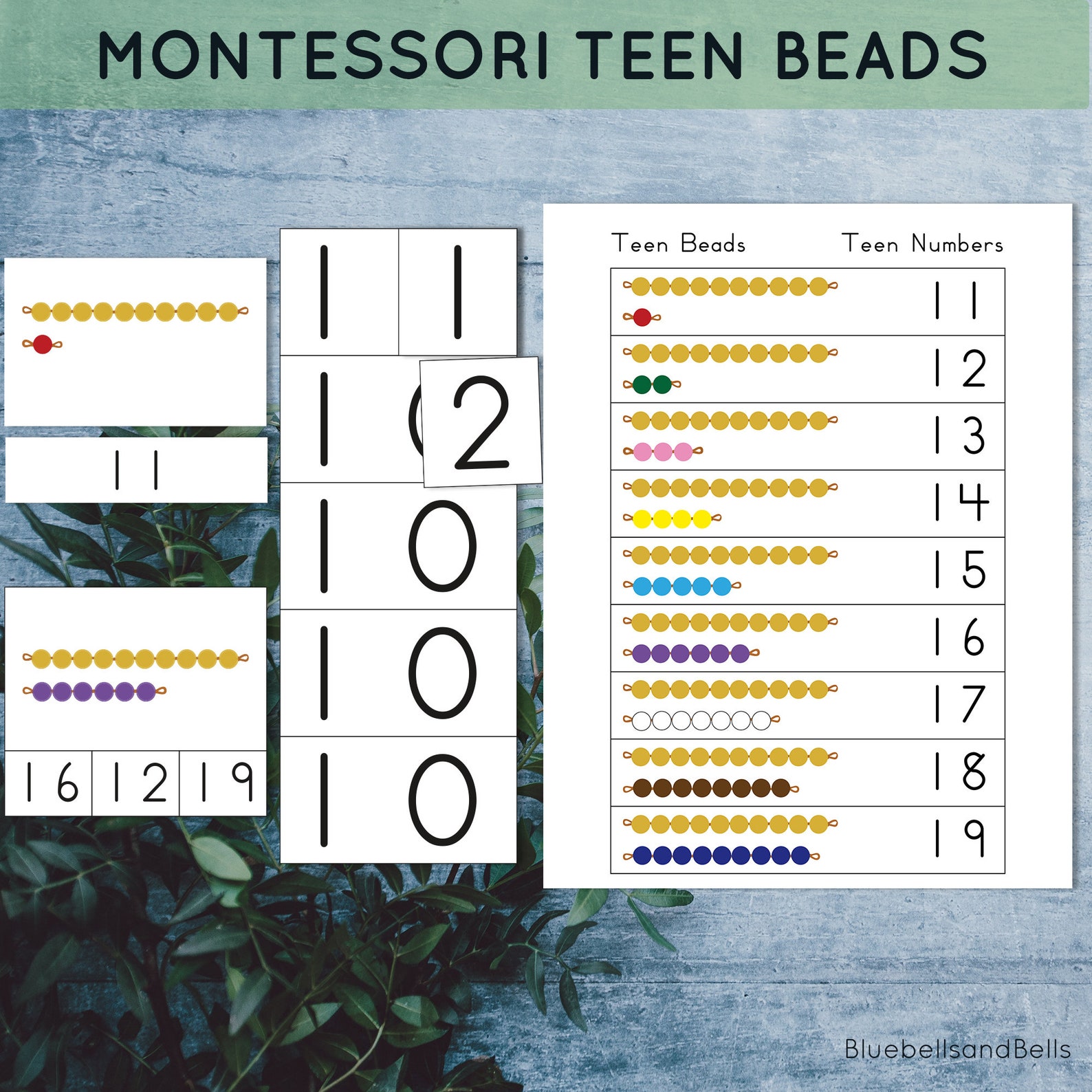 Montessori Teen Beads Printable Cards and Worksheets. - Etsy