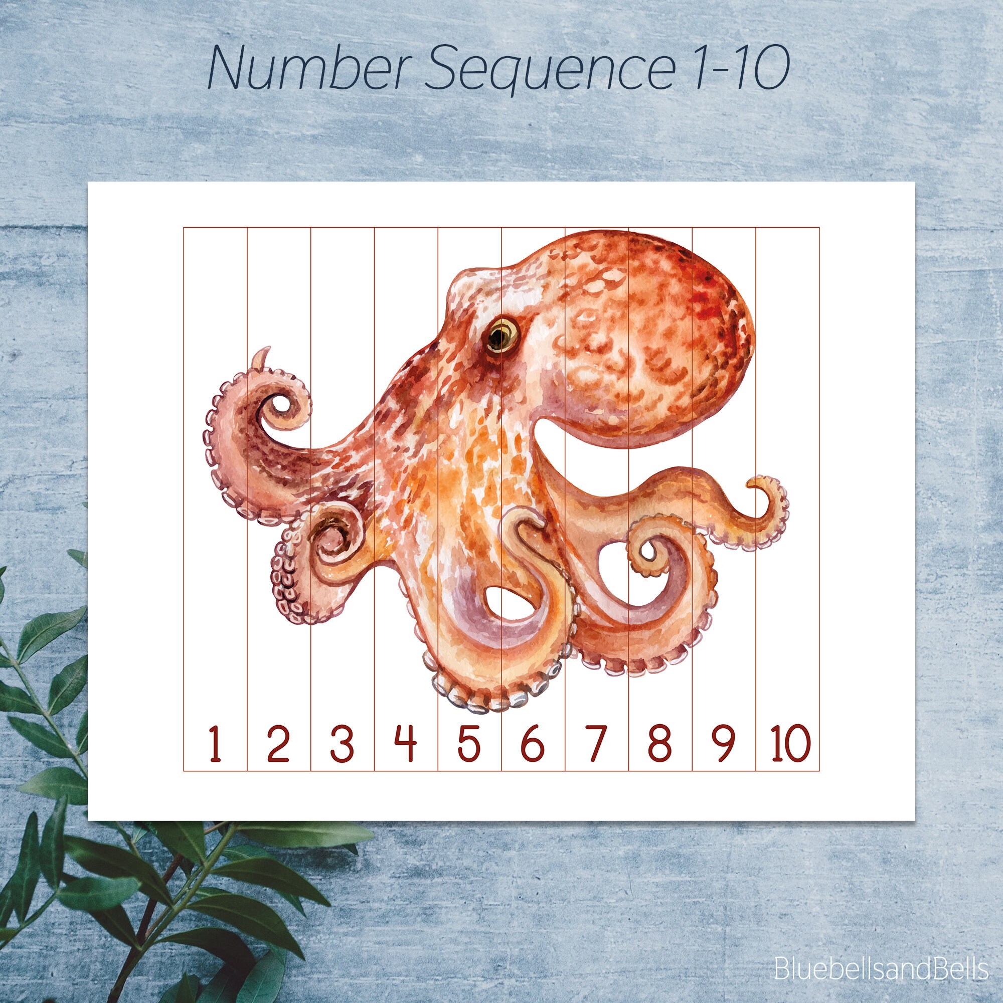 Ocean Animal Preschool Printable Number Sequence Puzzle 1-10. | Etsy