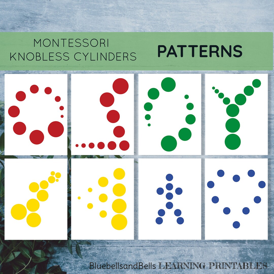Montessori Knobless Cylinders Patterns. Matching Activity for Preschool ...