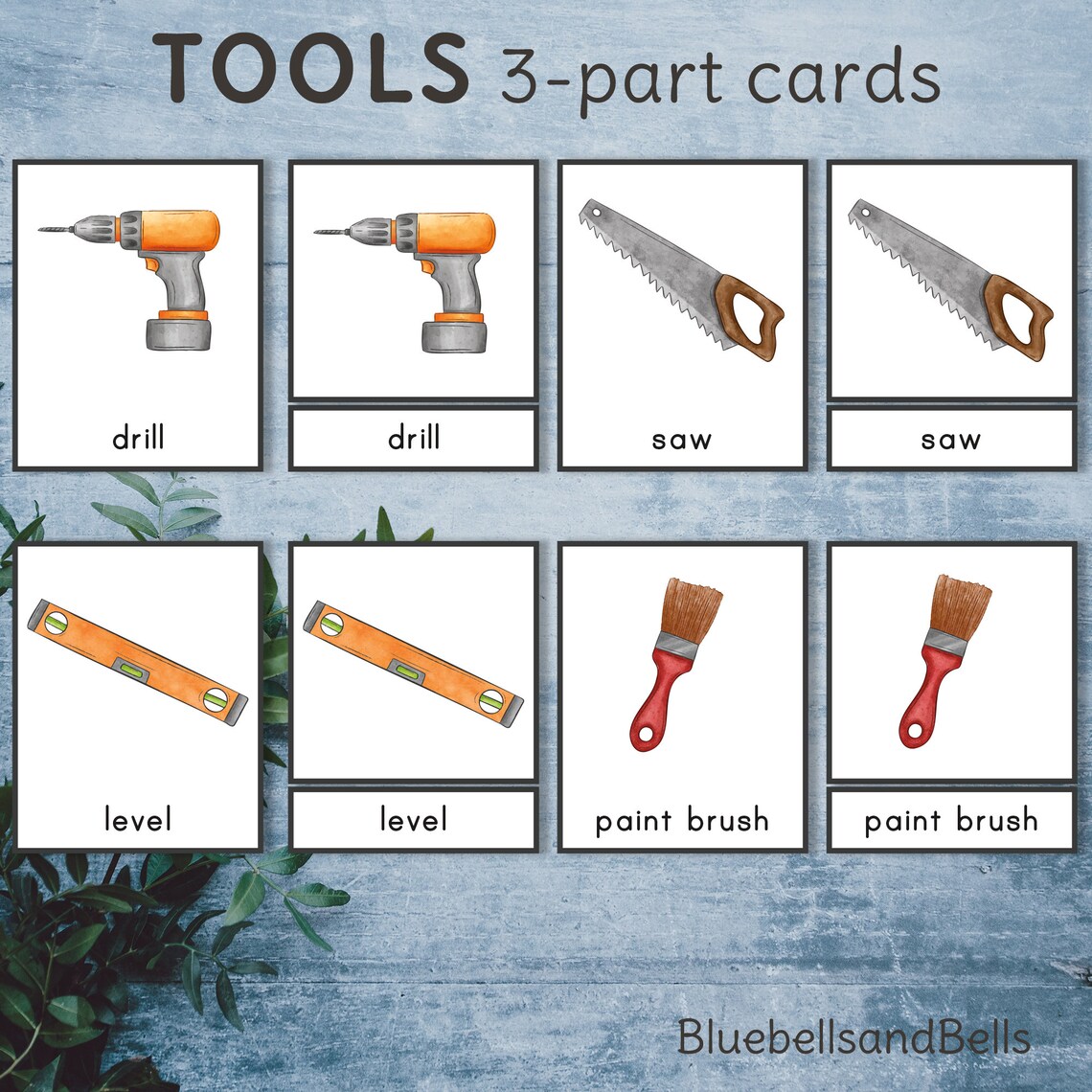 Tools Montessori Printable Three Part Cards. Preschool and | Etsy
