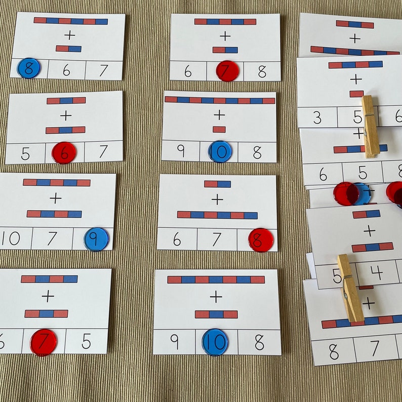 Montessori Addition Worksheets Number Rods. Kindergarten and 1st Grade ...