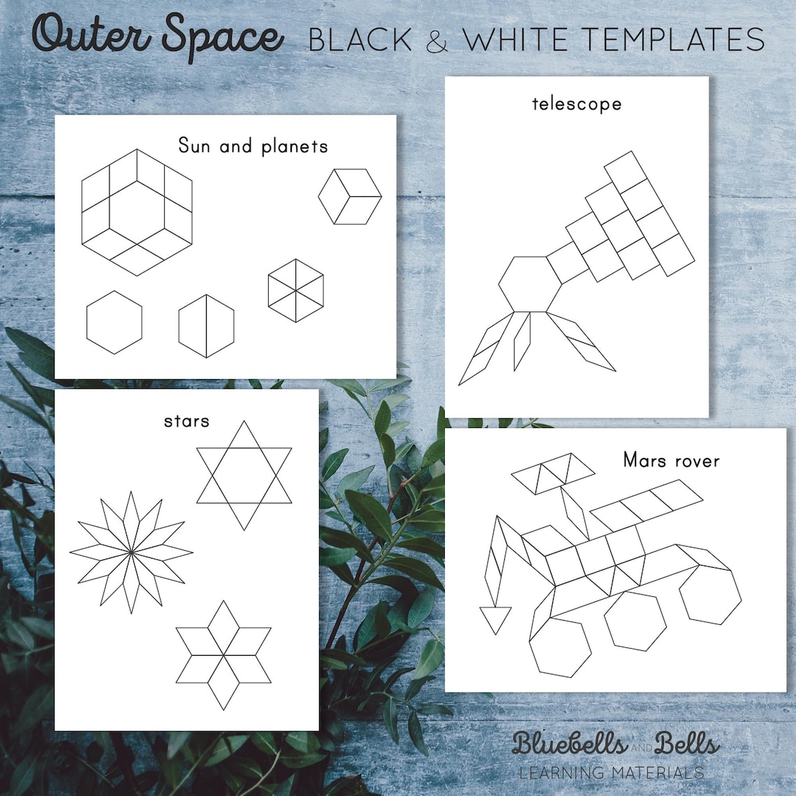 Outer Space Pattern Blocks Templates. Solar System Preschool and ...