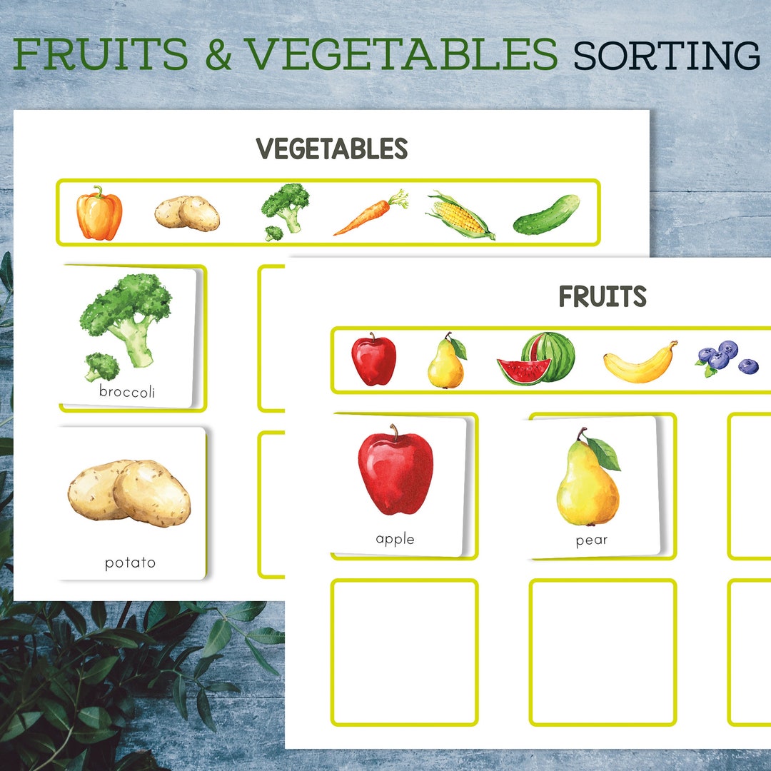 Fruit and Vegetable Sorting Activity for Toddlers. Preschool Category ...