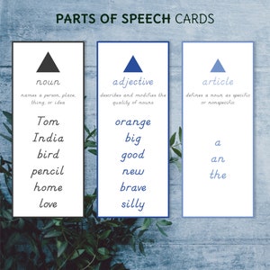 Montessori Parts of Speech Chart and Cards. Grammar Symbols Printable ...