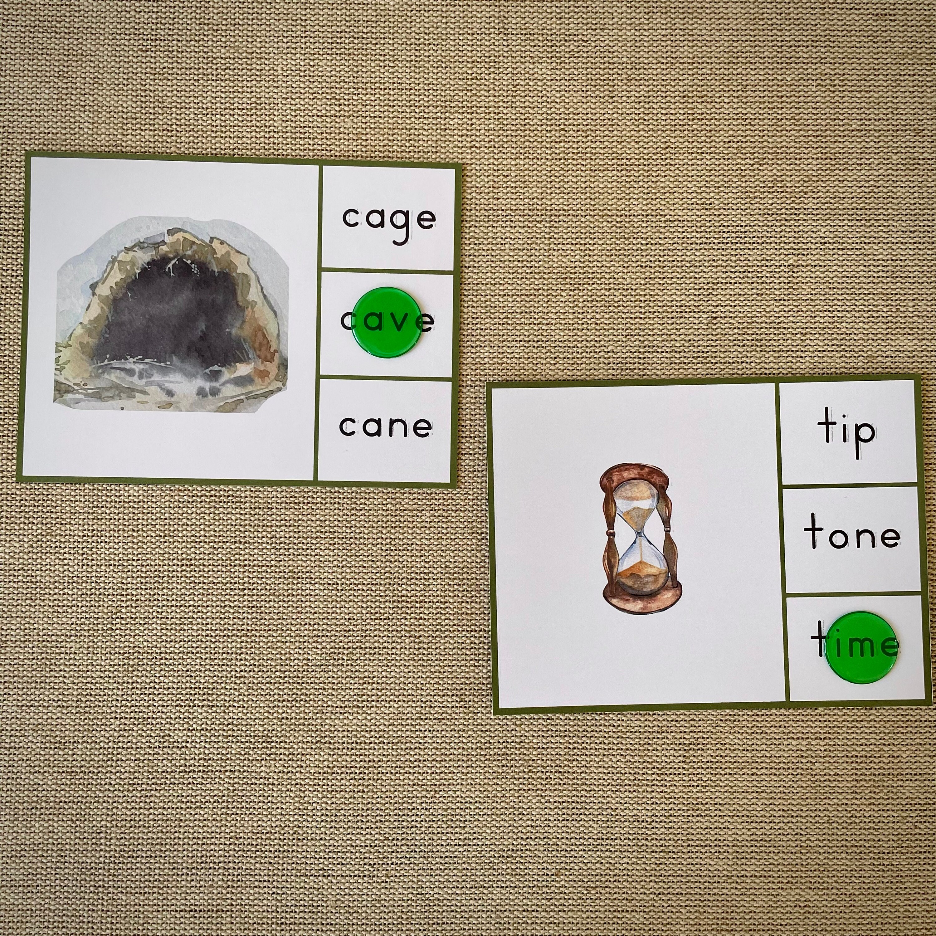 Magic E Clip Cards. Montessori Green Series Reading Printable. - Etsy