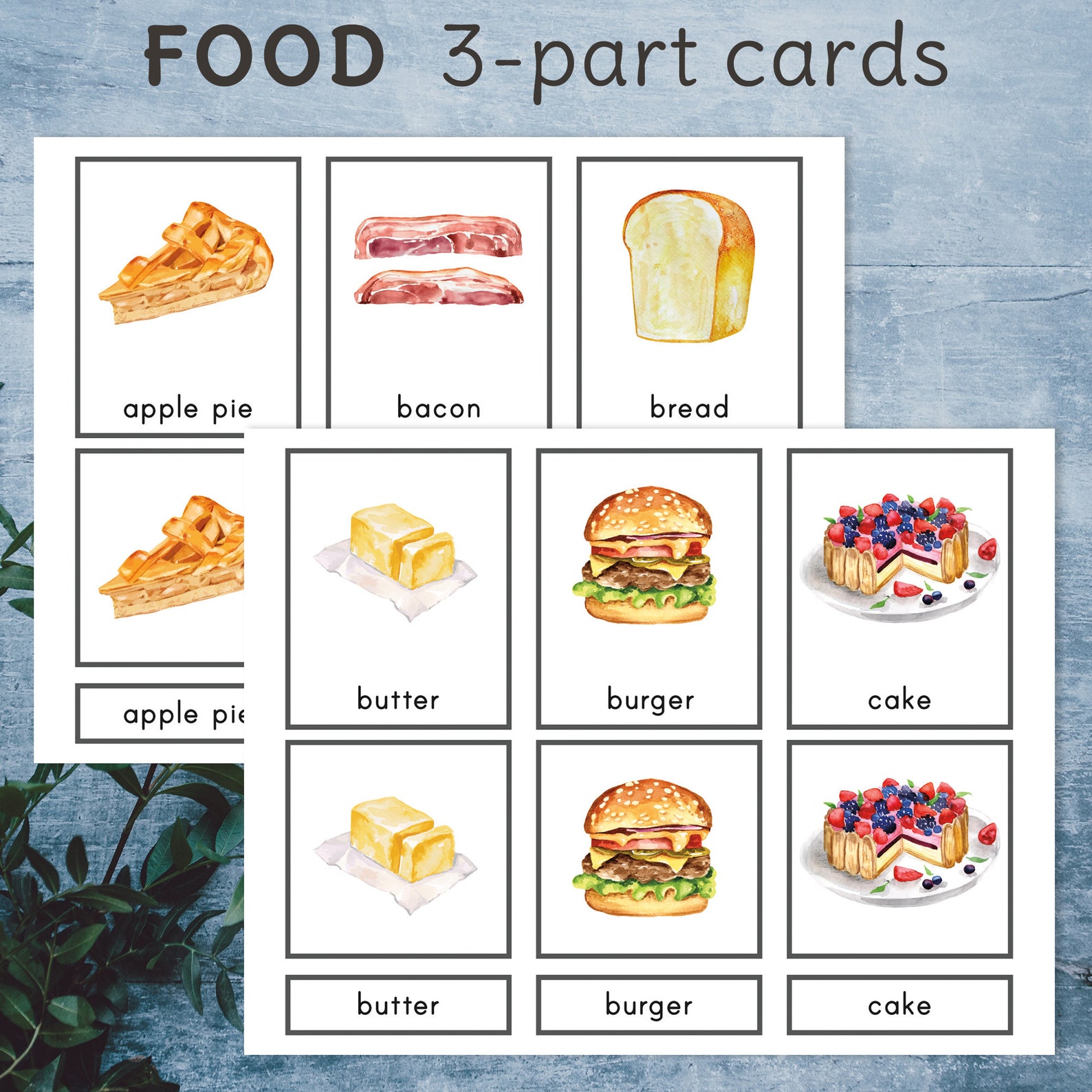Montessori Printable Food 3 Part Cards. Preschool and - Etsy