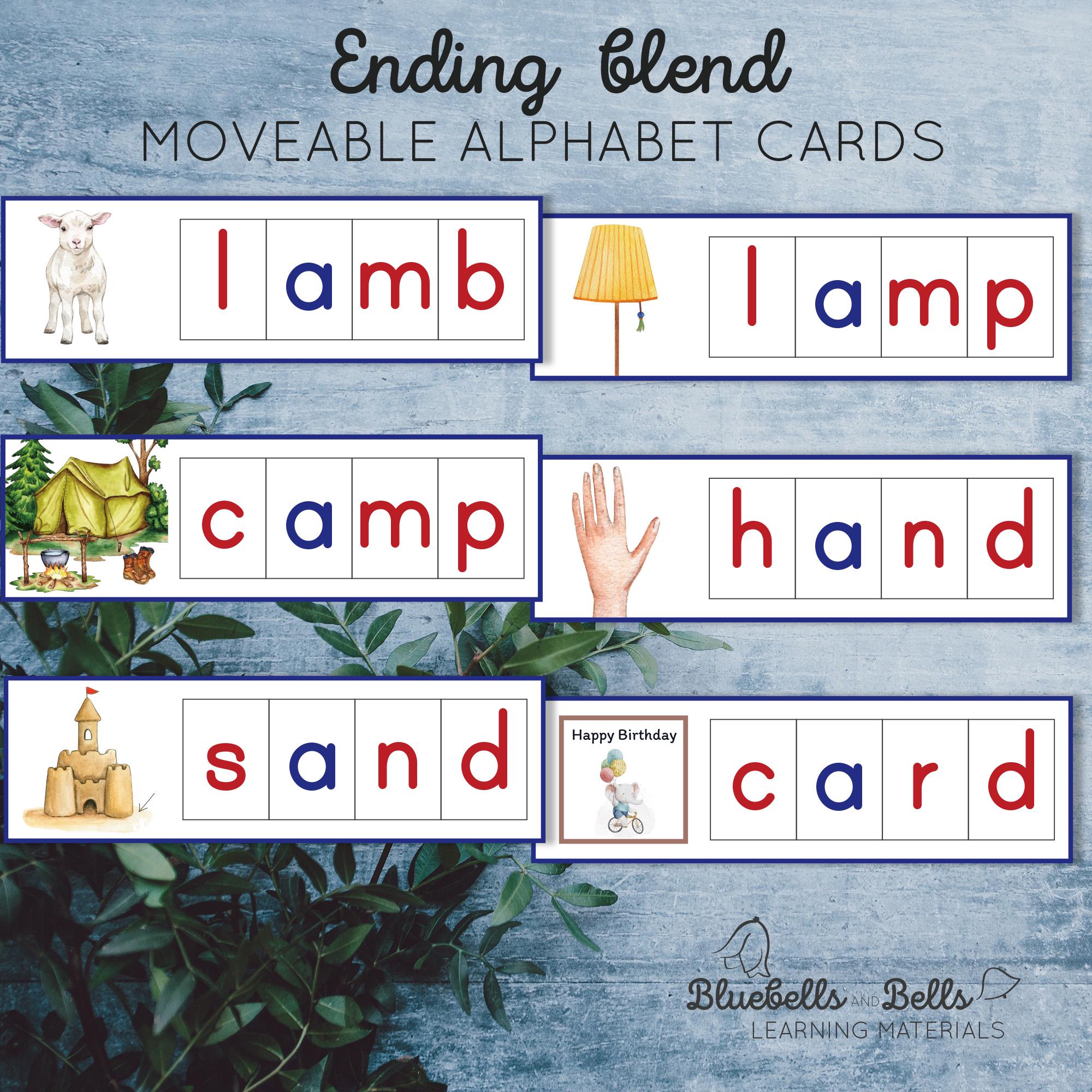 Montessori Moveable Alphabet Printable CVCC Words Cards for Letter ...
