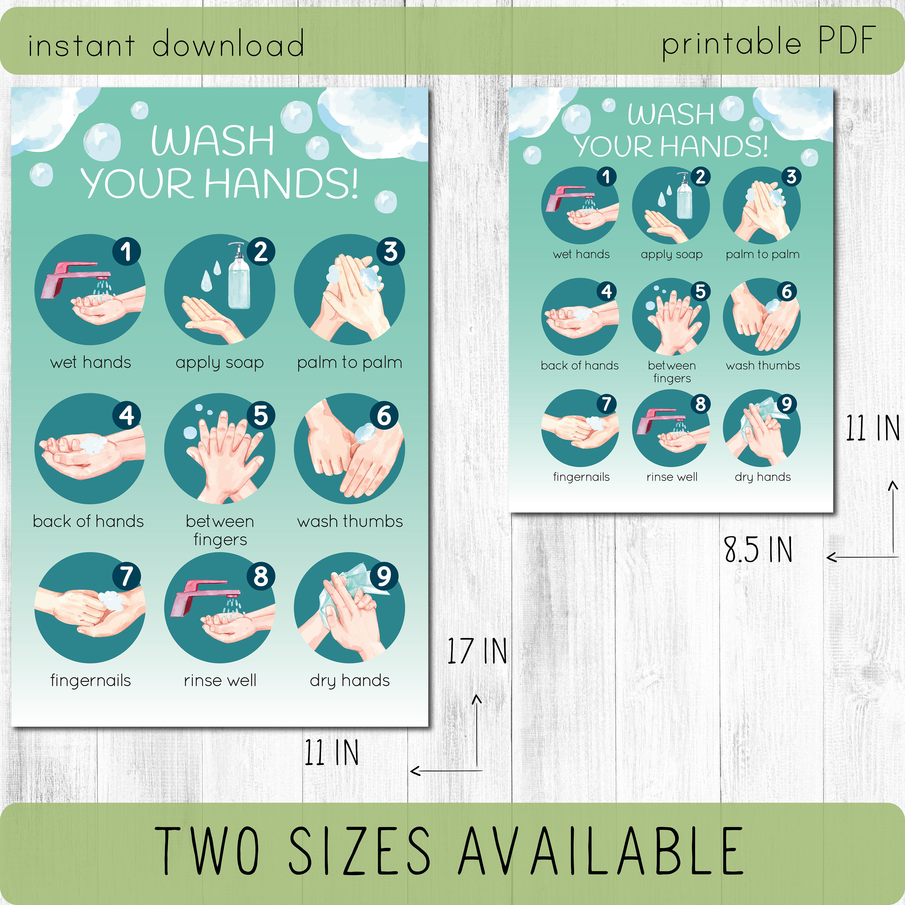Hand Washing Steps Poster. Classroom Printable Wall Art. - Etsy