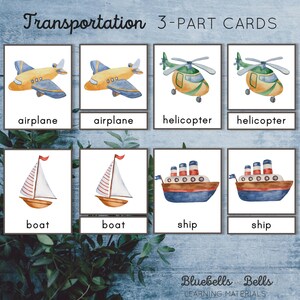 Vehicles Montessori Printable 3 Part Cards. Toddler Transportation ...