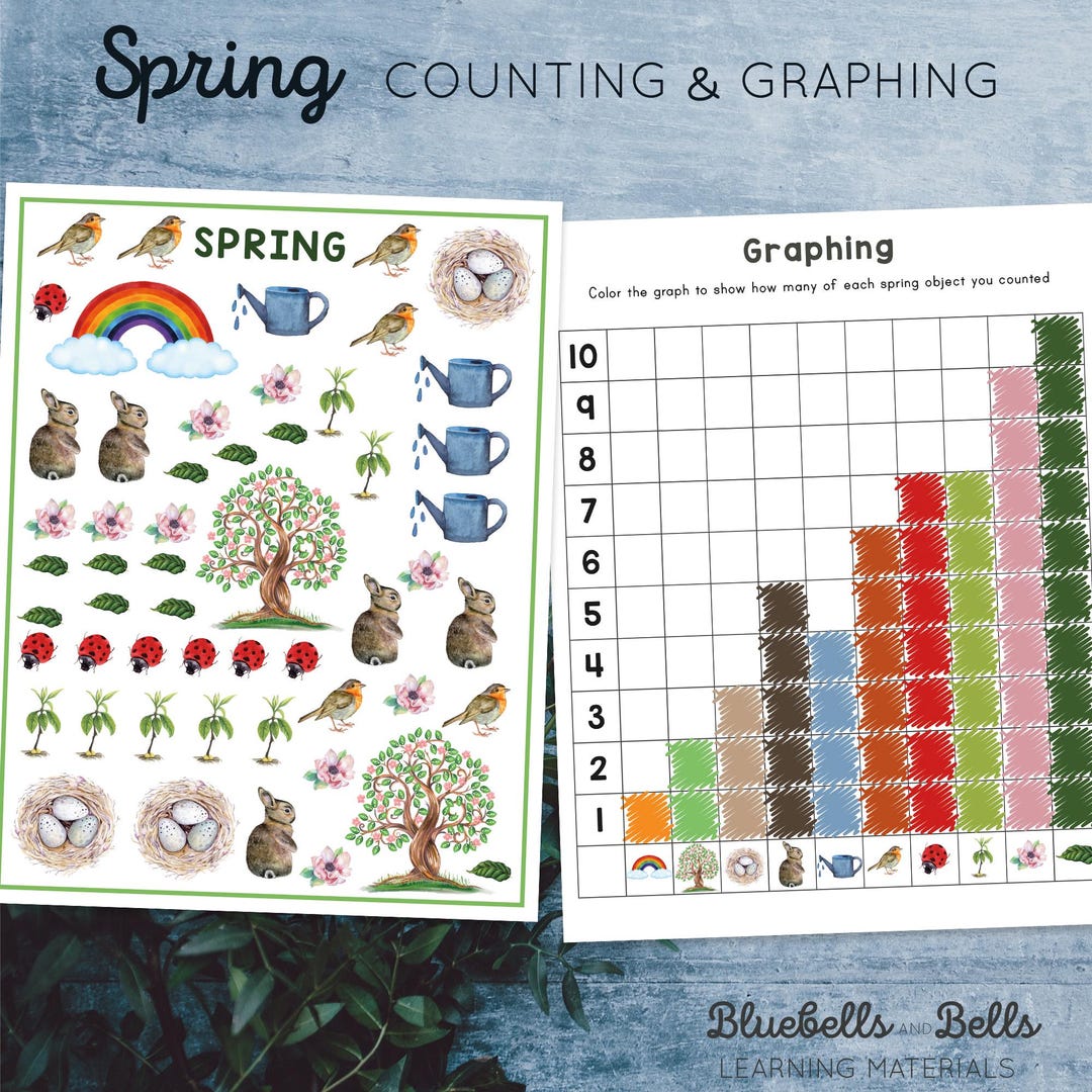 Spring Preschool Graphing Math Activity. I Spy Printable Worksheets for ...