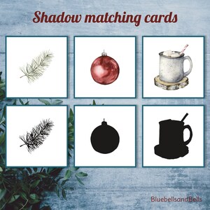 Montessori Printable Christmas Shadow Matching Cards. Winter Preschool ...