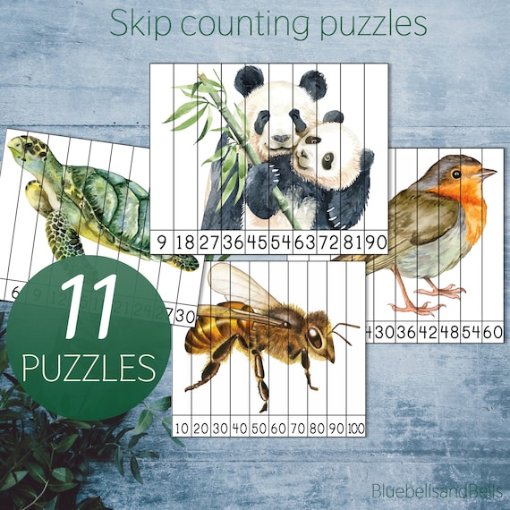 Skip Counting Puzzles Numbers 2-12. Montessori Math Printable. - Etsy