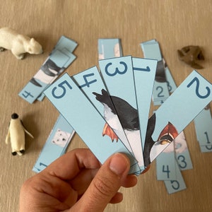 Toddler Arctic Animals Puzzle 1-5 Number. Penguin Printable Math ...