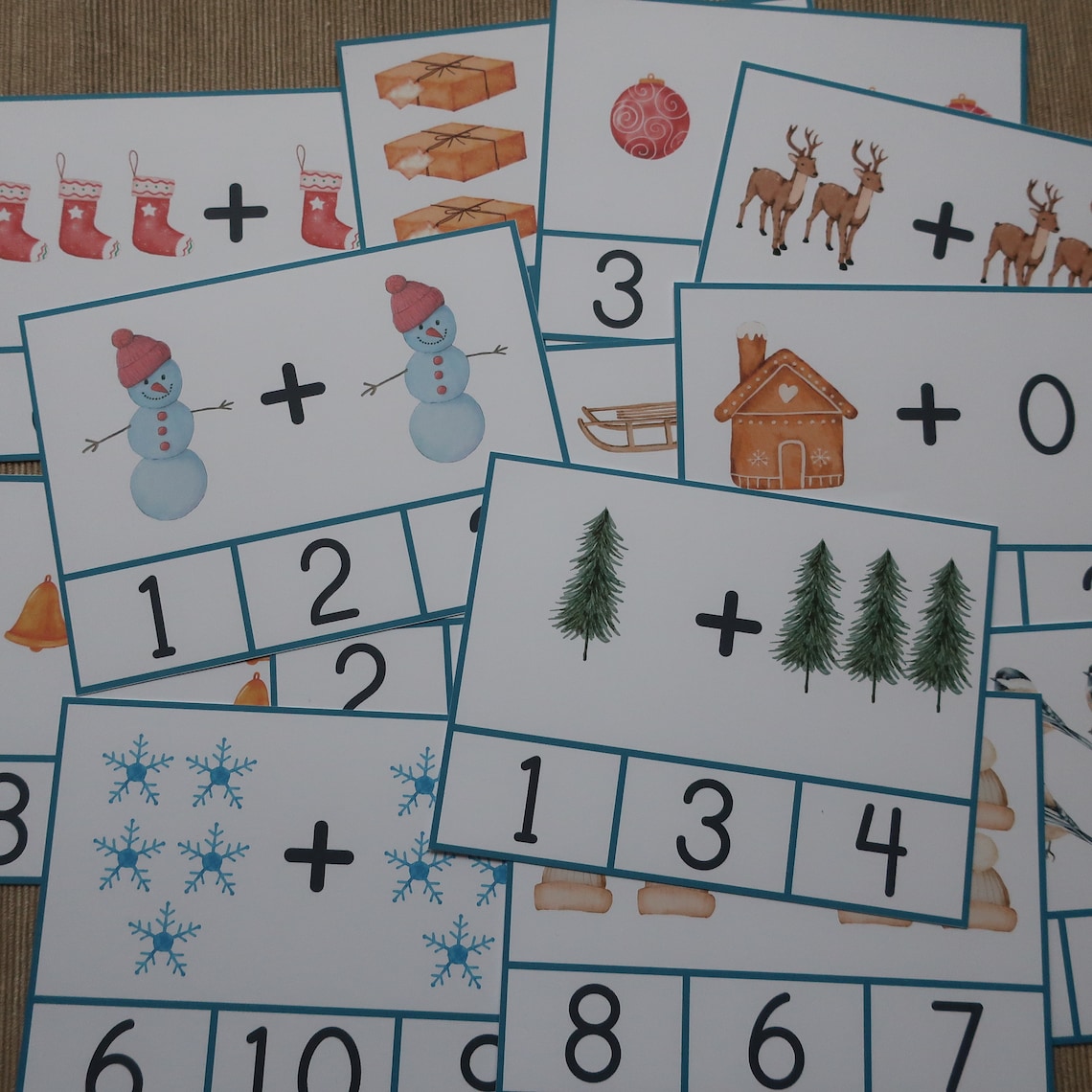 Montessori Winter Printable Addition Clip Cards. Preschool and | Etsy