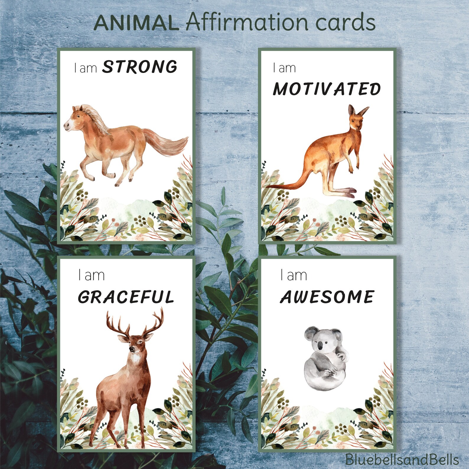Animal Positive Affirmations Cards. Watercolor Kids Printable - Etsy