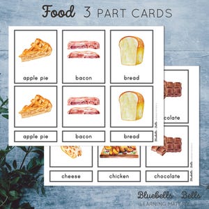 Montessori Printable Food 3 Part Cards. Preschool and Kindergarten ...