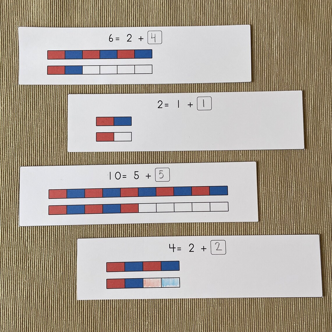 Montessori Number Rods Addition Printable. Missing Addend Equation ...
