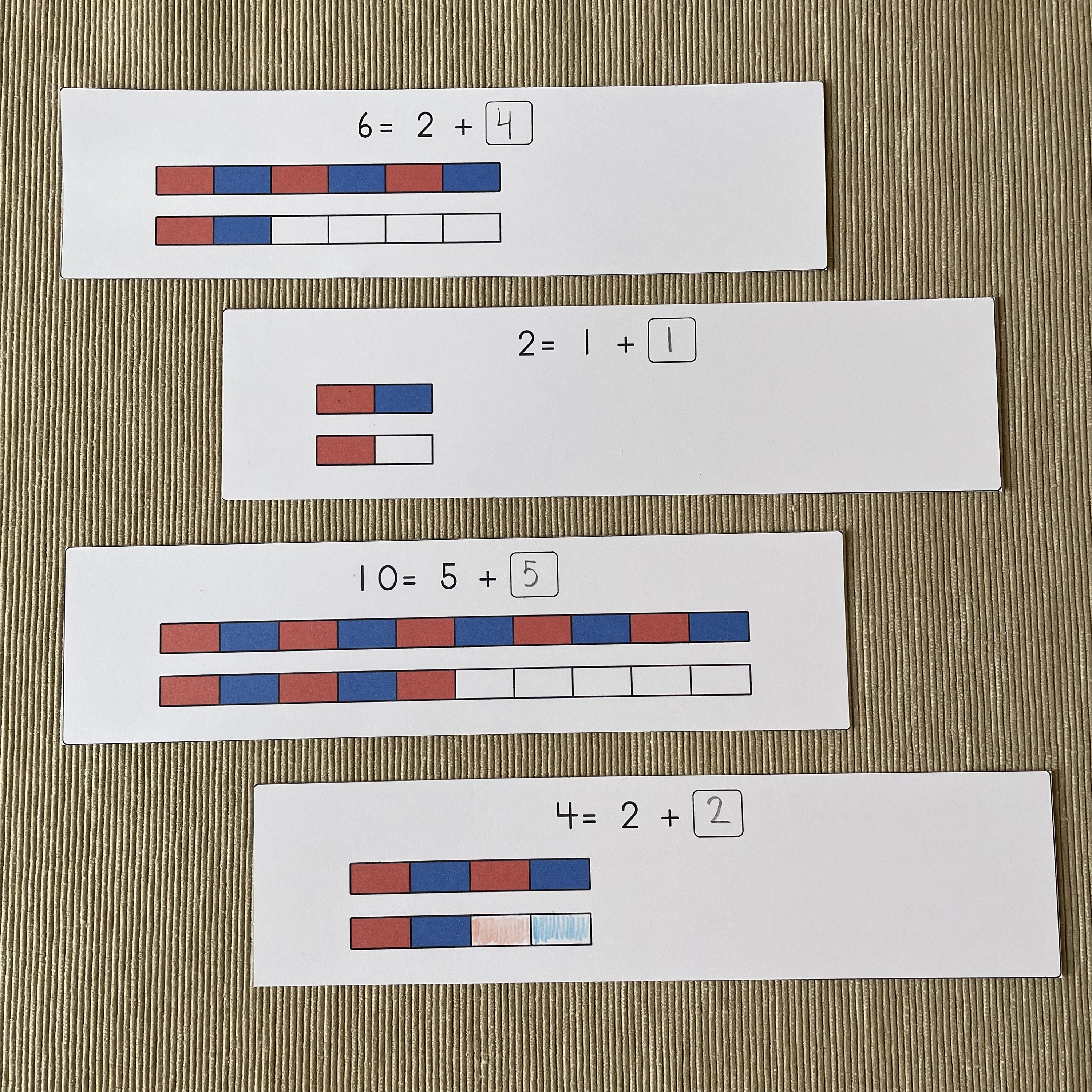 Montessori Number Rods Addition Printable. Missing Addend Equation ...