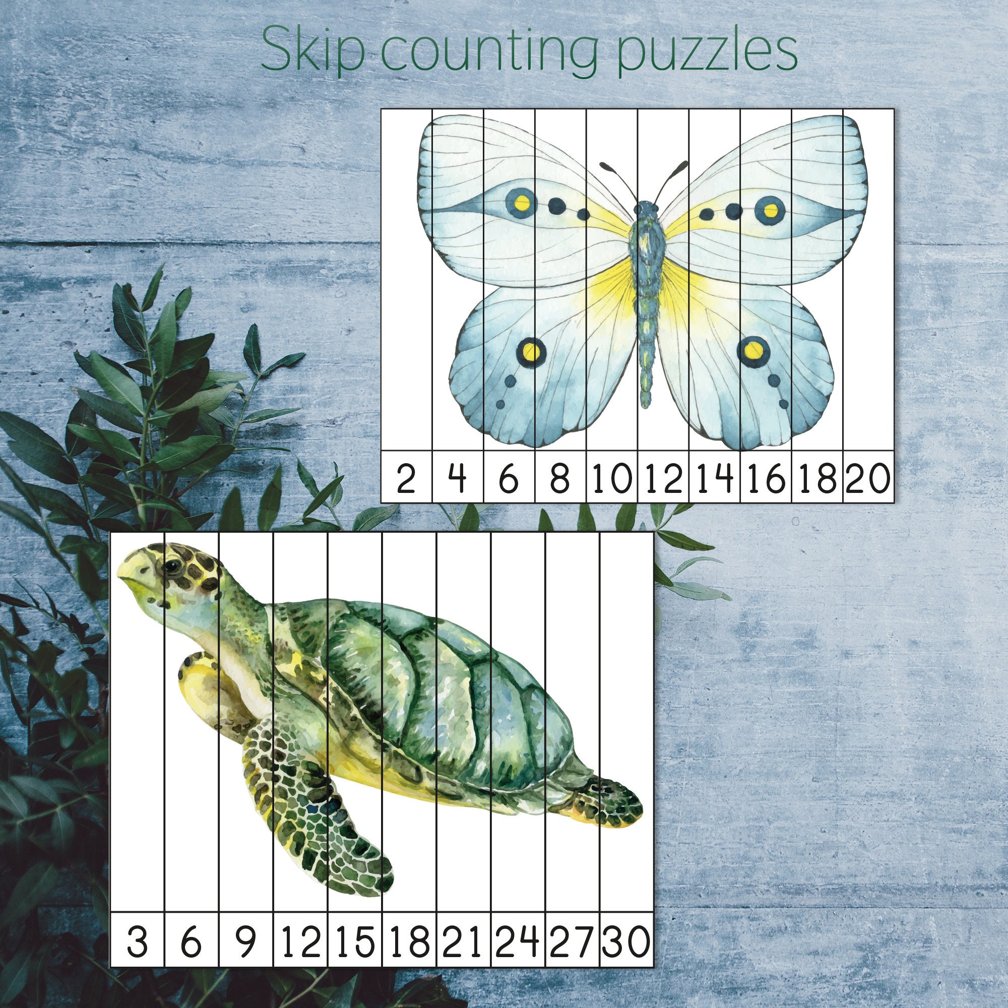 Skip Counting Puzzles Numbers 2-12. Montessori Math Printable. - Etsy