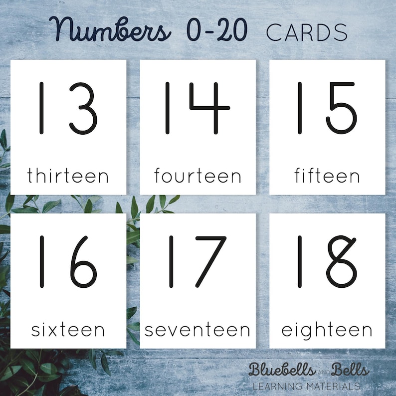 Number Cards 0-20. Printable Number Cards. - Etsy