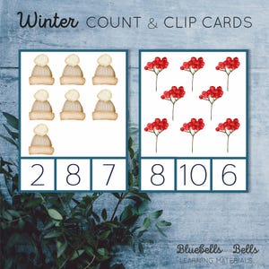 Winter Preschool Printable Count and Clip Cards. Christmas Kids ...