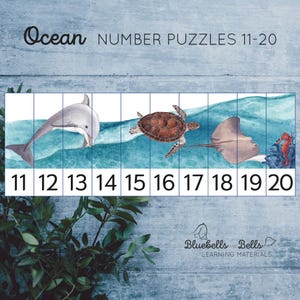 Ocean Preschool Printable Number Sequence 11-20 Puzzle. Montessori ...