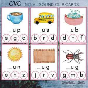 Phonics Printable CVC Word Clip Cards. Beginning Sound Printable ...