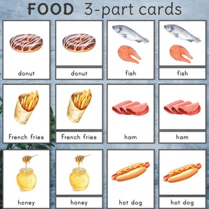 Montessori Printable Food 3 Part Cards. Preschool and Kindergarten ...