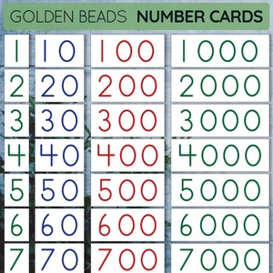 Montessori Golden Beads Printable Number Cards, Task Cards, Control ...