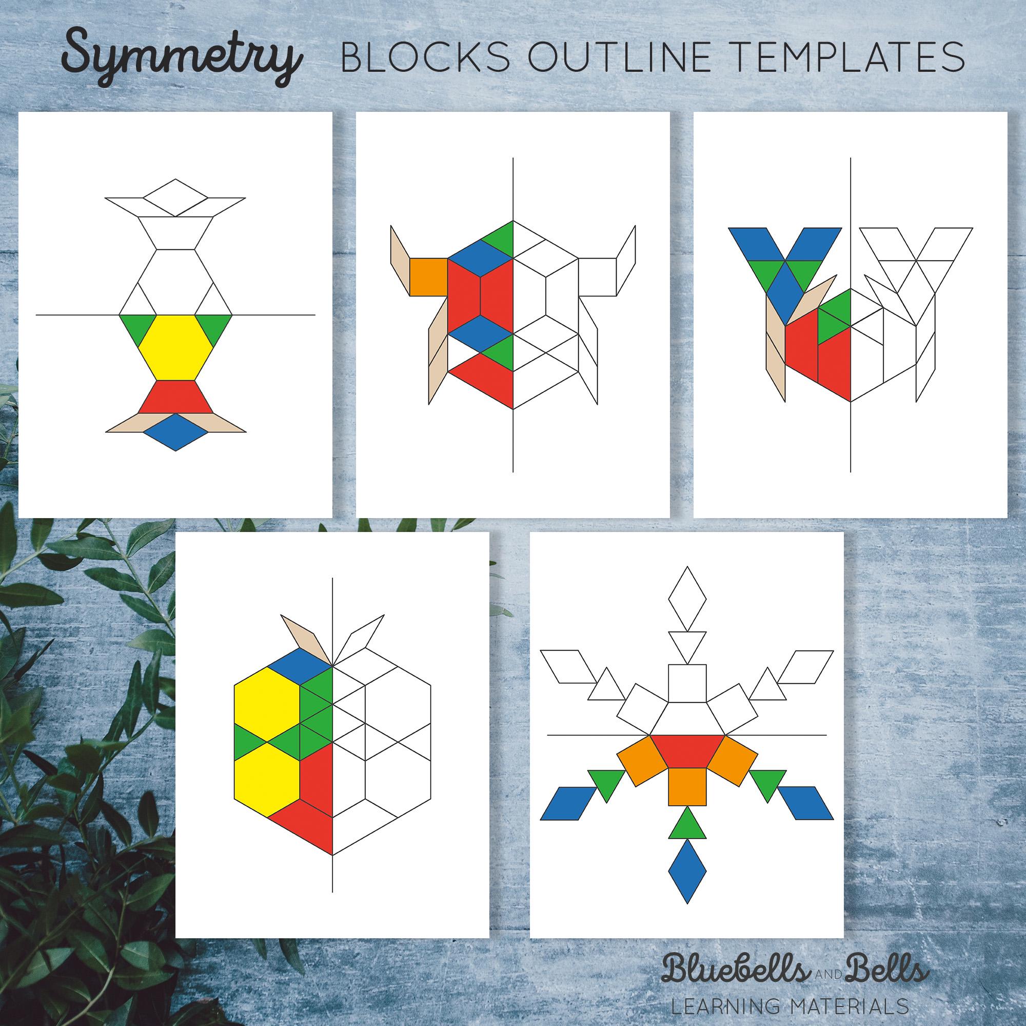 Pattern Blocks Templates Symmetry. Kindergarten and Preschool Shape ...
