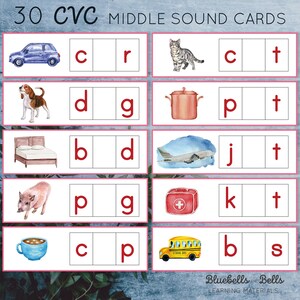 Montessori Printable Moveable Alphabet. CVC Word Phonics Matching Cards ...