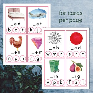 Phonics Printable CVC Word Clip Cards. Beginning Sound Printable ...