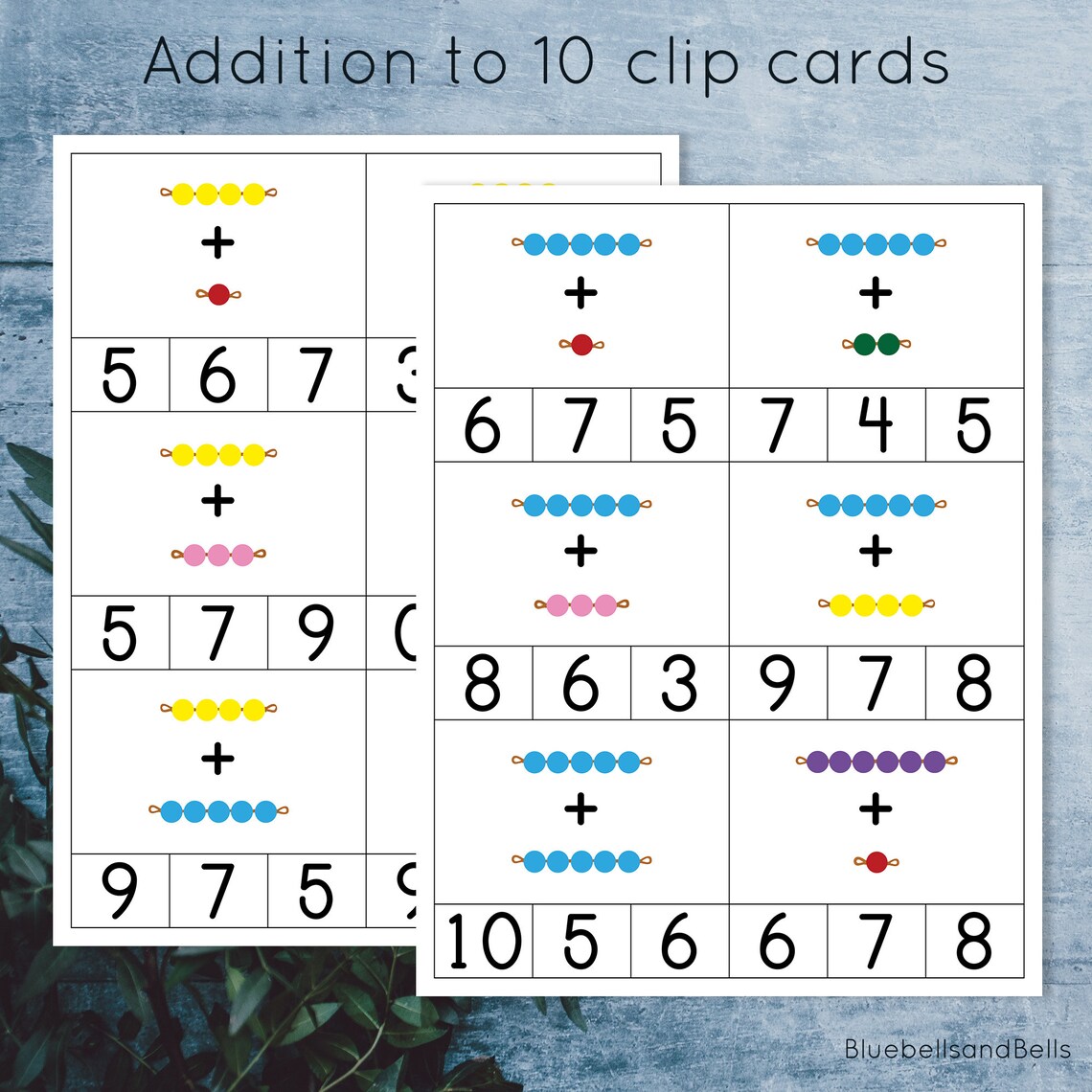 Montessori Addition Colored Beads Clip Cards. Montessori | Etsy