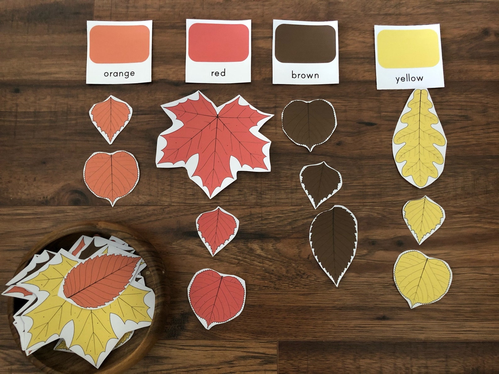 Color Sorting Fall Leaves Activity for Preschool. Shape Sorting ...