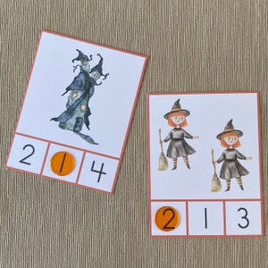 Halloween Printable Count and Clip Cards 1-10. Preschool Montessori ...