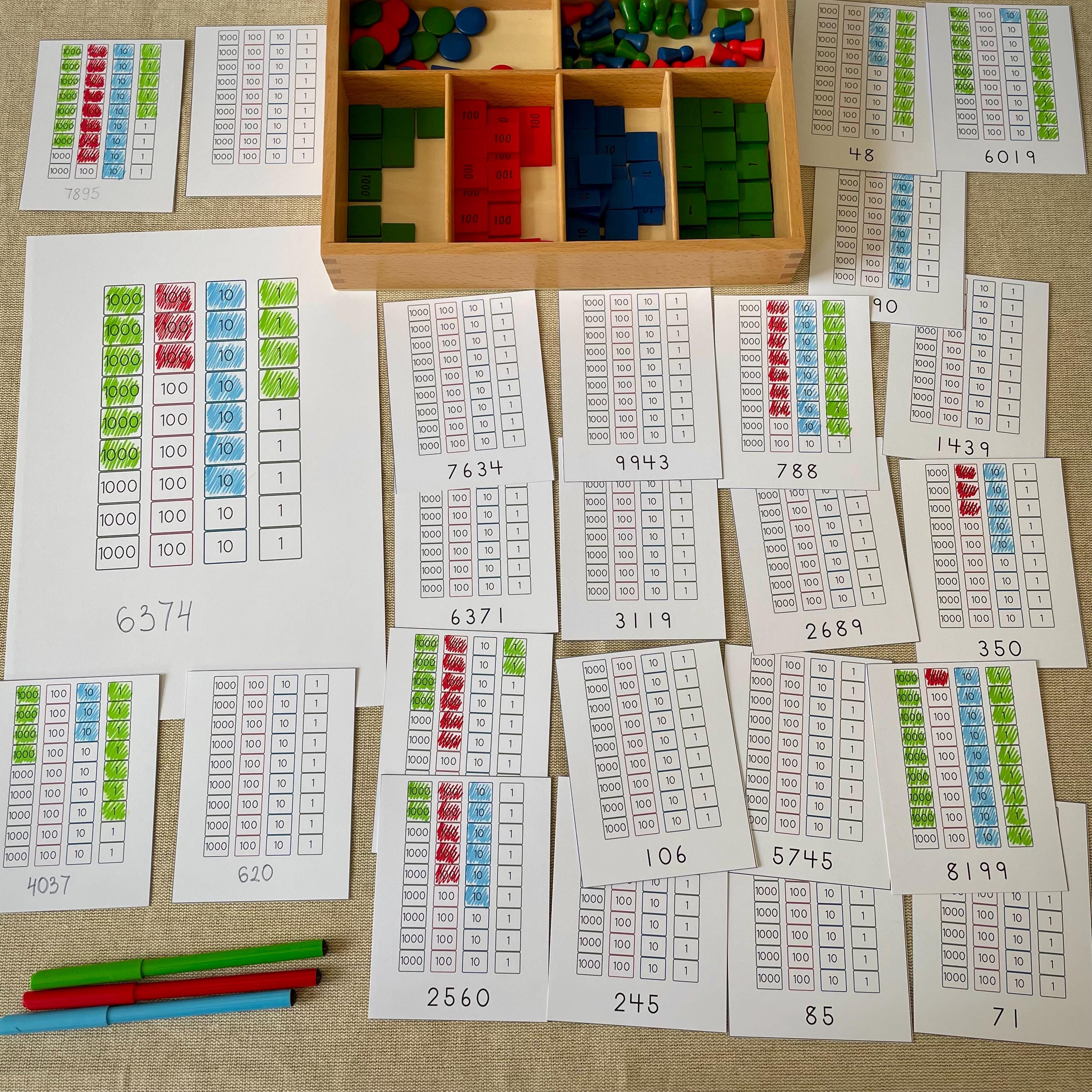 Place Value Task Cards for Coloring. Number Formation Worksheets Stamp ...