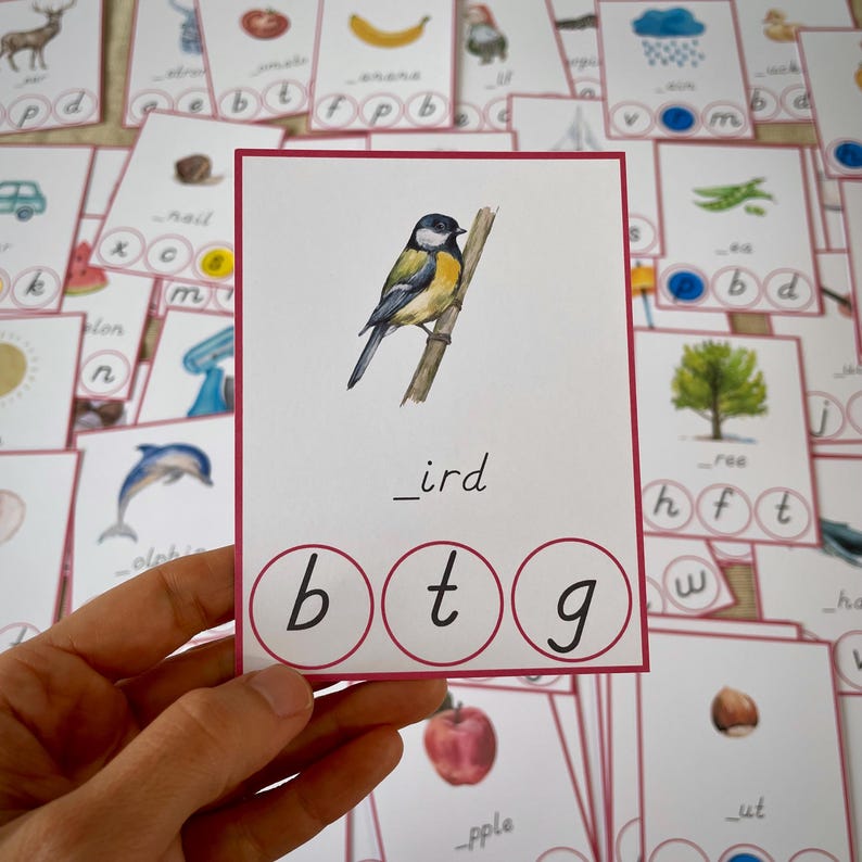 Phonics Preschool Printable. Montessori Initial Sound Clip Cards ...
