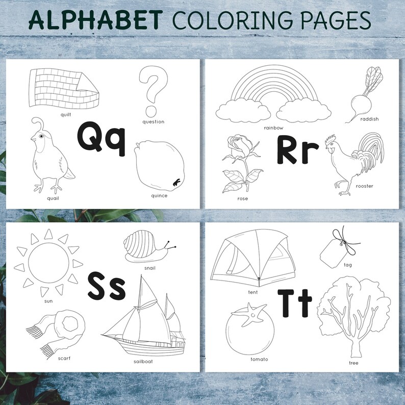 Alphabet Coloring Pages. Phonics Printable Worksheets. - Etsy
