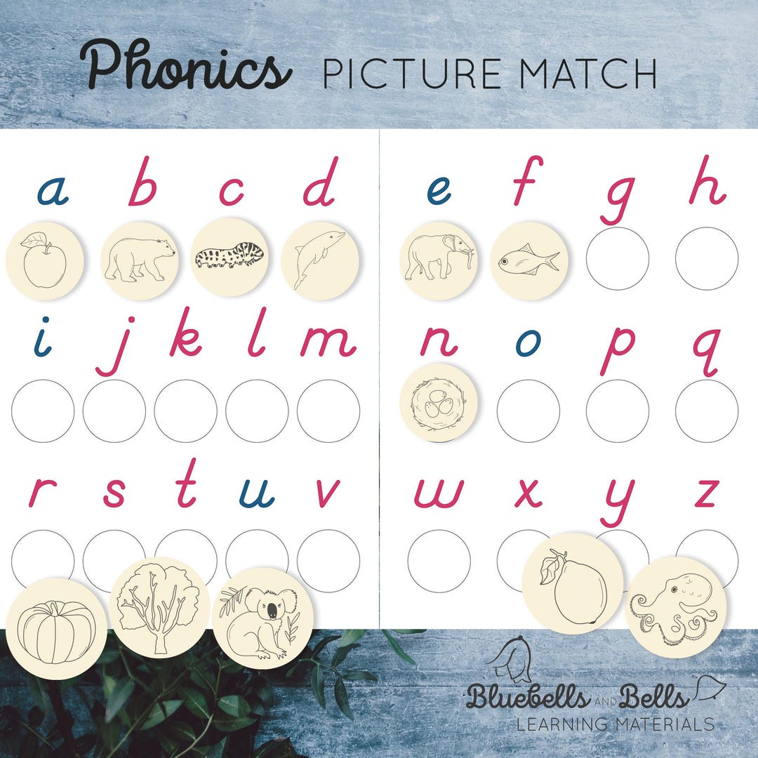 Montessori Phonics Match Alphabet Preschool Printable. D'nealian Style ...