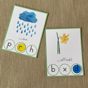 Tarjetas de fonética imprimibles Montessori de primavera. Actividad de ...