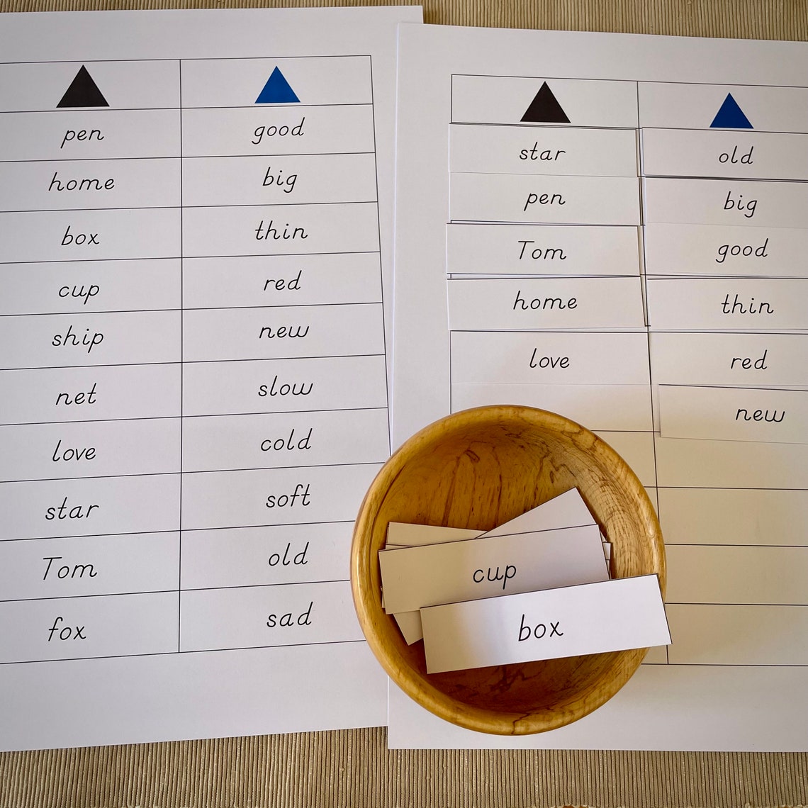 Montessori Parts of Speech Noun and Adjective Sorting Activity. Grammar ...