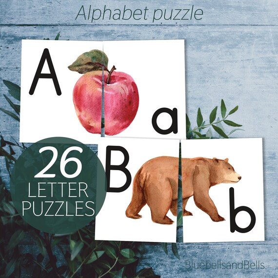 Printable Alphabet Puzzle. Toddler Watercolor Letter Cards. - Etsy